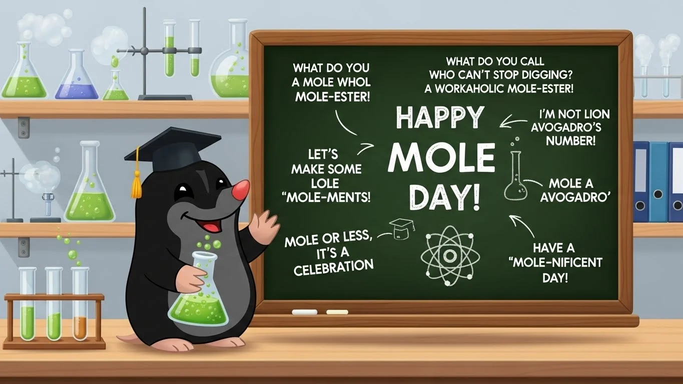 240+ Hilarious Mole Day Puns Chemistry Jokes for Science Lovers - Quickpun
